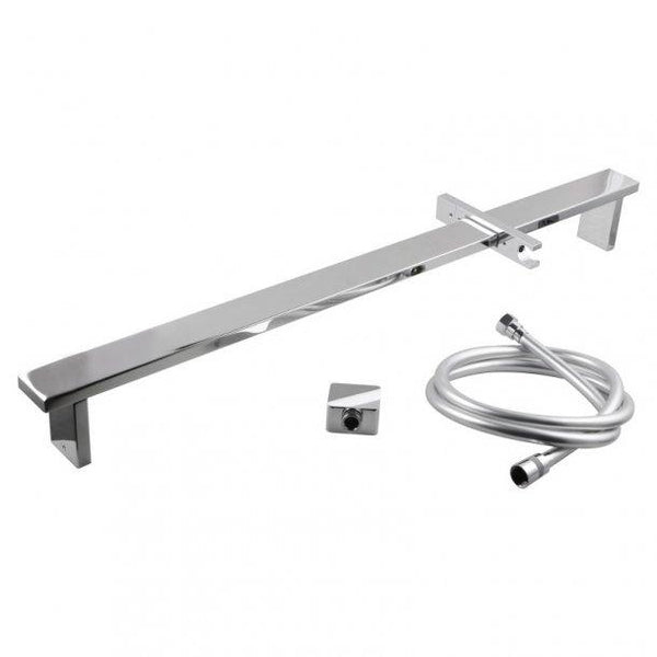 Square Chrome Sliding Shower Rail with Wall Connector & Water Hose Onl ...
